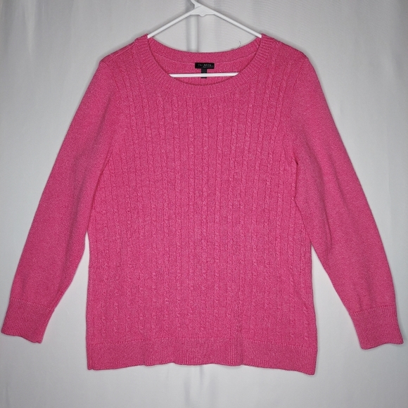 Talbots | Sweaters | Talbots Sweater X Pink Stretch Cable Knit Long ...